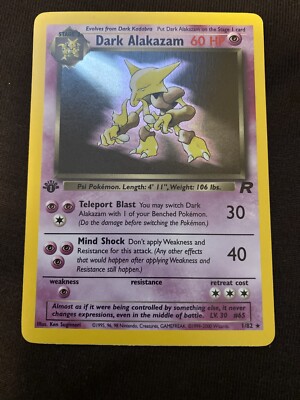 Dark Holograhic Alakazam First Edition | eBay