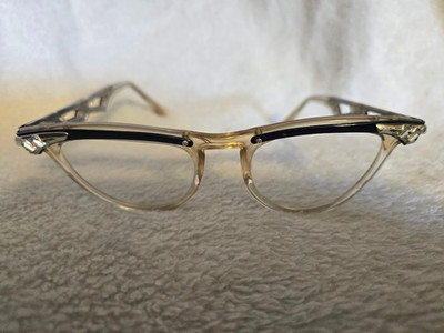 Vintage 50s Cat Eye Granny Librarian Rockabilly Teacher Eyeglasses ...