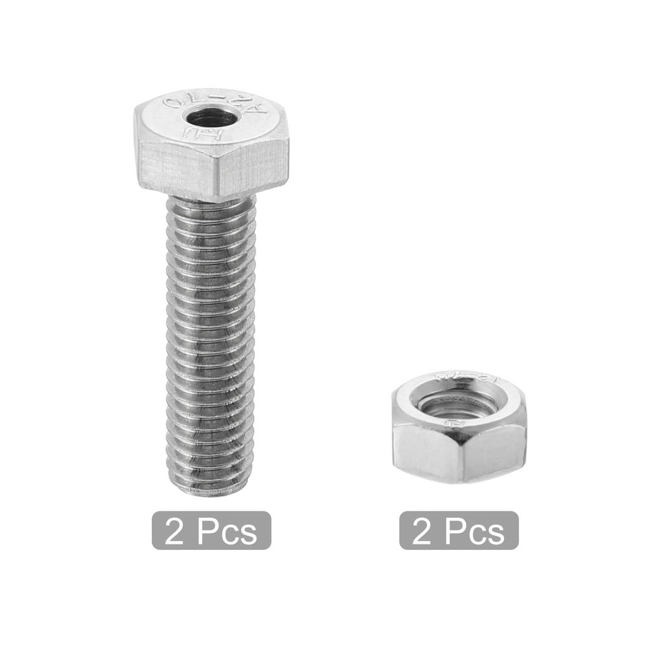 Hollow Screw Bolts M8x30mm External Hexagon Fasteners with Nuts 2 PCS ...