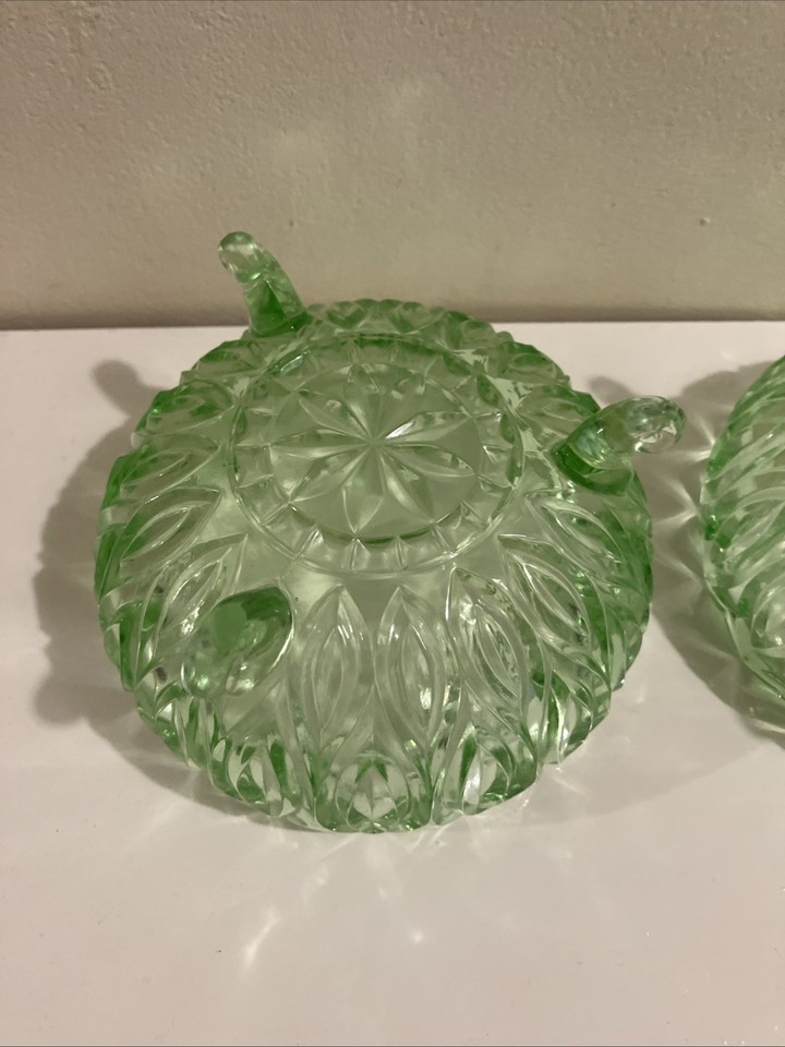 3 Lausitzer Glaswerke Orion Green Art Deco Green Glass dessert Bowls ...