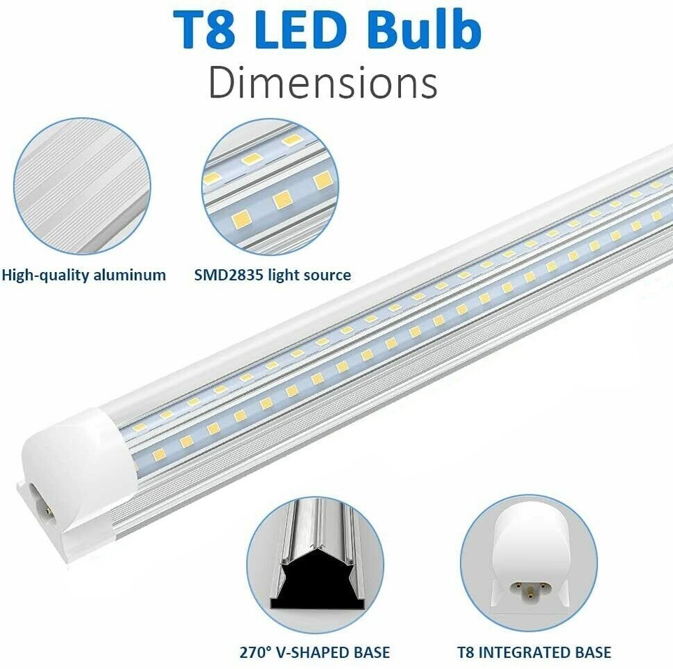 T8 4FT LED Tube Light Garage Ceiling LED Shop Lights Fixtures 6500K 4 ...