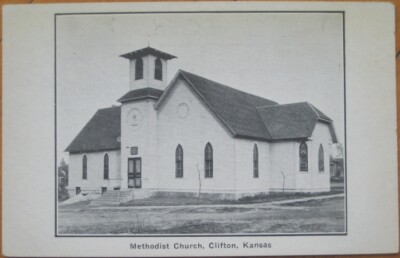 Clifton, KS 1920 Postcard: Methodist Church - Kansas Kans | eBay