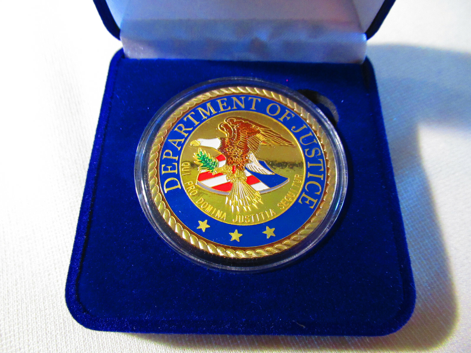 United States Department Of Justice Challenge Coin w/ Presentation Box ...