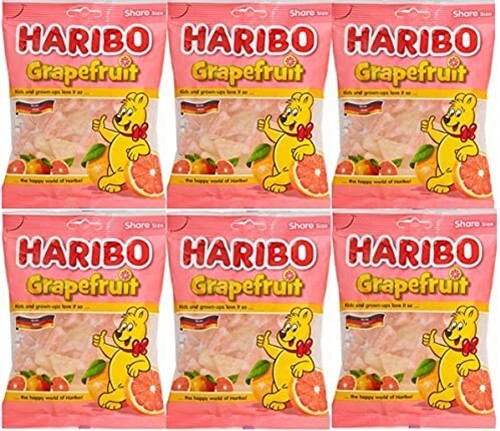HARIBO Gummy Chewy Sour Candy Triangle Shape Grapefruit 200g x 6 bags ...