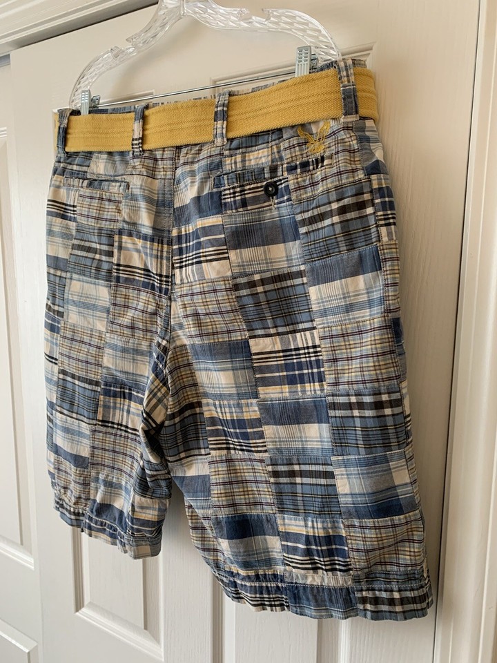 AMERICAN EAGLE SHARP PLAID COTTON ZIP FRONT SHORTS WITH BELT - SIZE 36 ...
