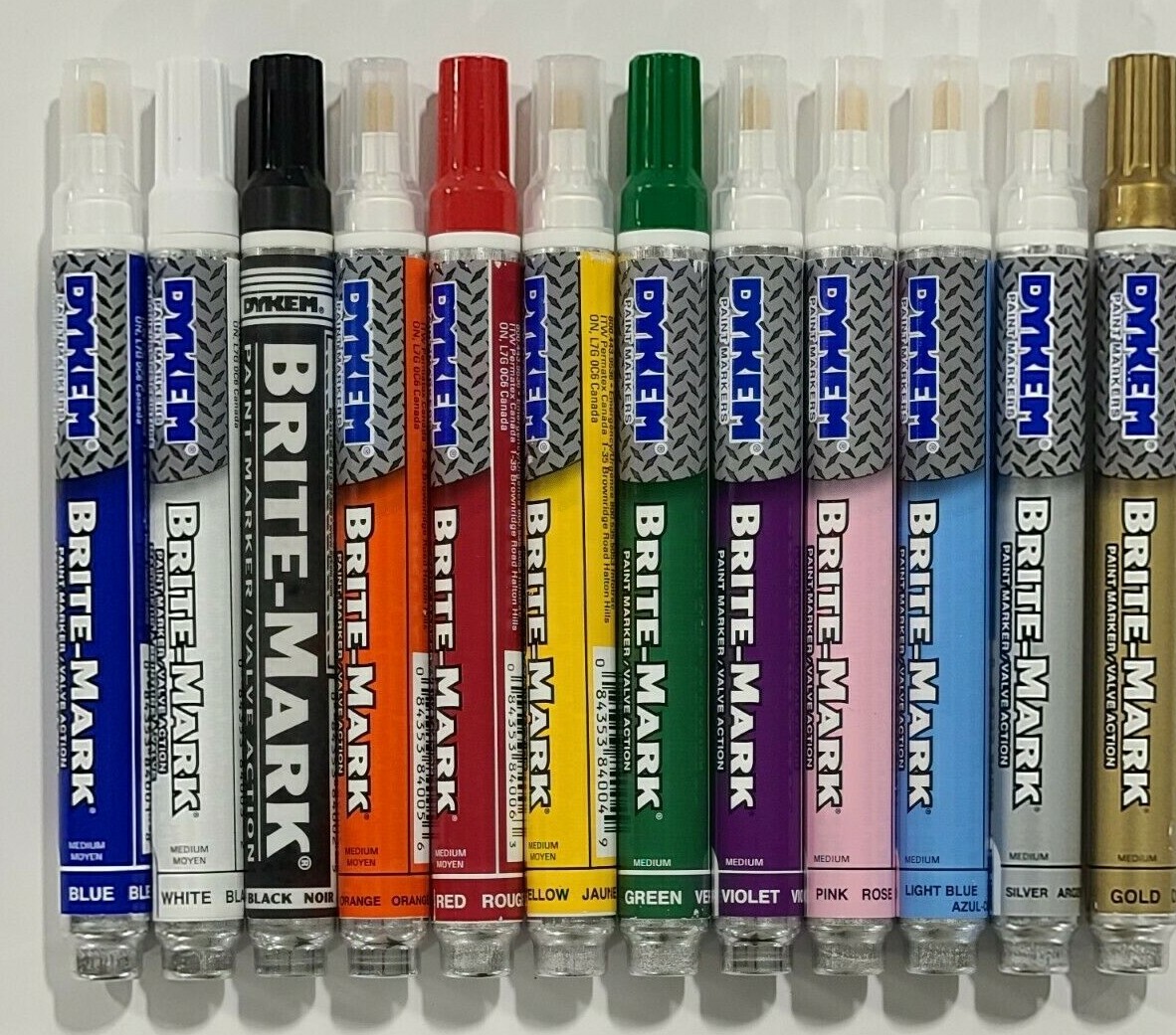 12pcs -DYKEM BRITE-MARK MEDIUM PAINT MARKER-ONE OF EACH COLOR LISTED BELOW