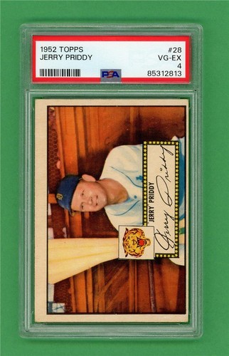 1952 Topps #28 Jerry Priddy * PSA VG-EX 4 * Detroit Tigers vintage ...