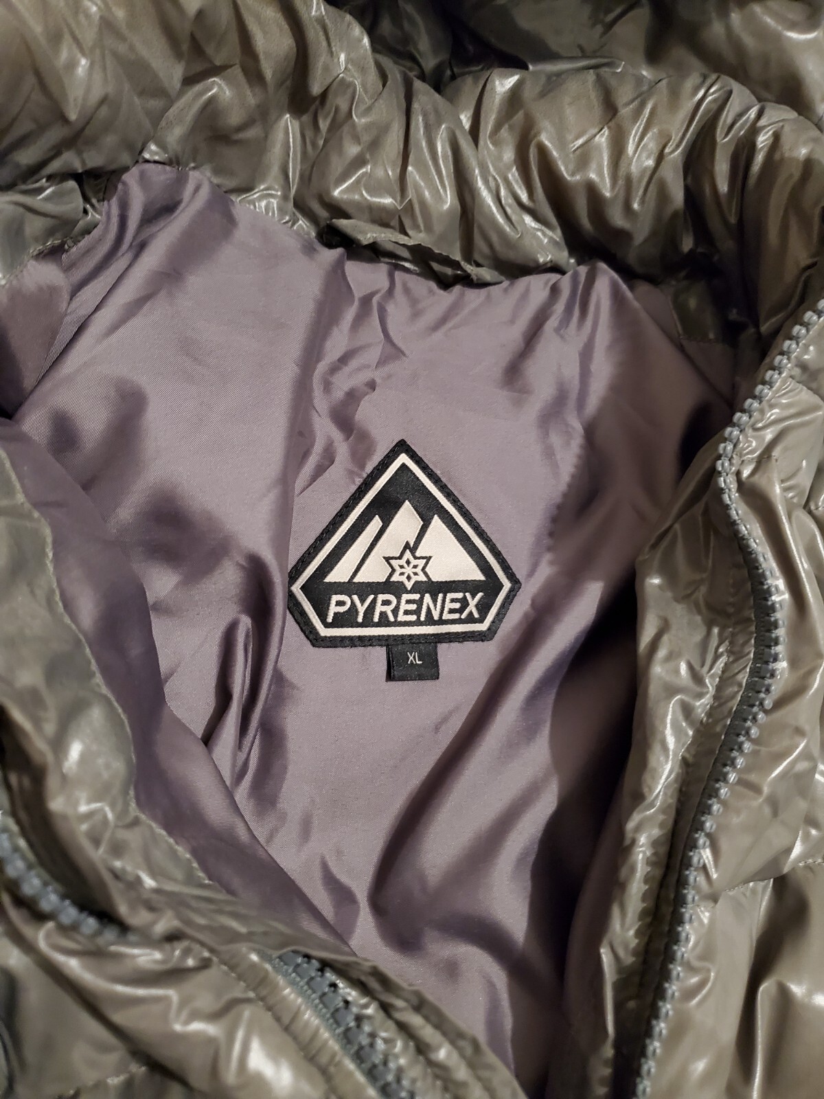 Pyrenex men's down glossy puffer jacket hoodie, Gray. size: XL ...