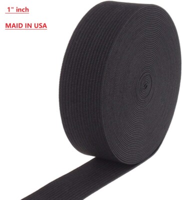 Elastic 1"inch Wide Black (5 ,10, 50 yards) MADE IN USA , FREE SHIPPING ...