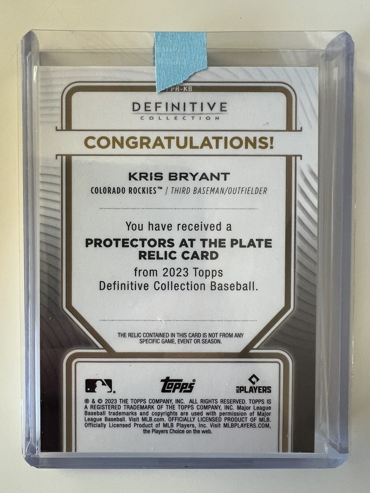 2023 Topps Definitive Kris Bryant Protectors At The Plate /25 PPR-KB ...