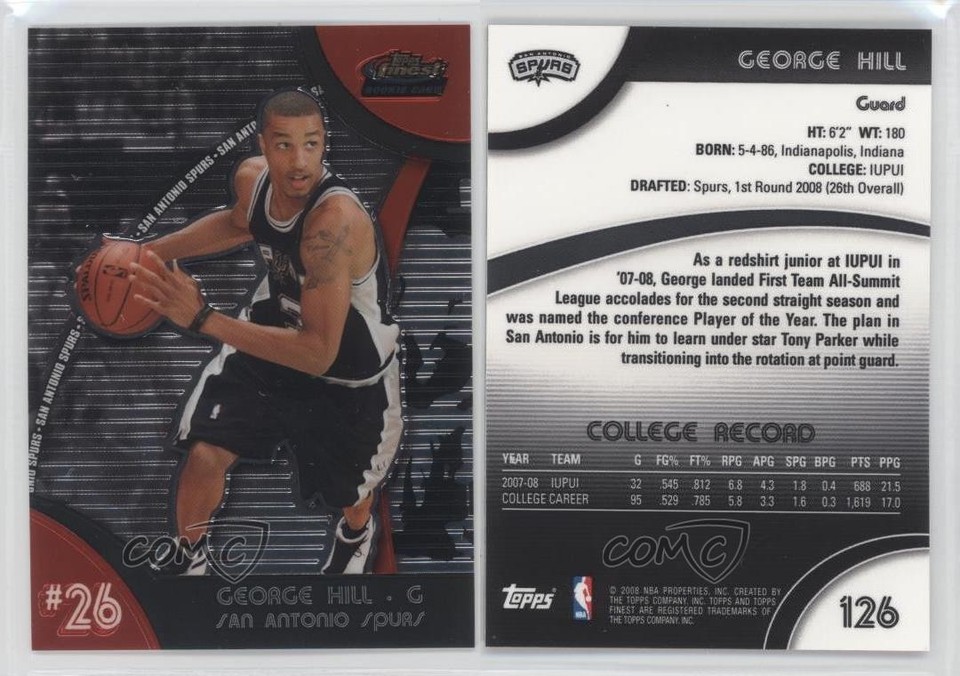 2007-08 Topps Finest 2008-09 Rookie George Hill #126 9hb | eBay