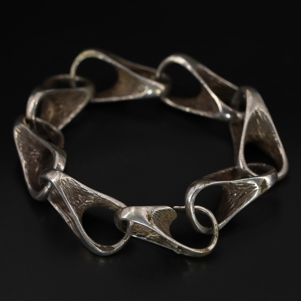 VTG Sterling Silver - MODERNIST Chunky Teardrop Link 8" Chain Bracelet ...