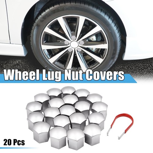20pcs Silver Tone 19mm Car Wheel Hub Lug Nut Cap Screw Bolt Dust Cover ...