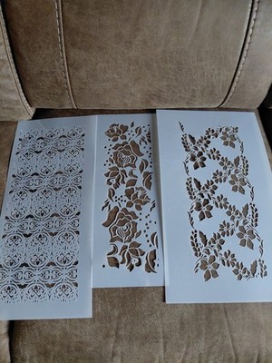 Bundle Of 6 Cake Decorating Stencils From Evil Cake Genius | eBay UK