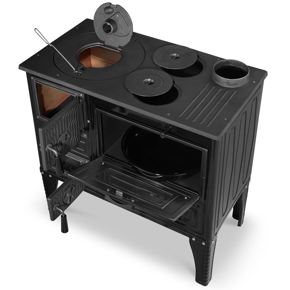coal wood log burner kitchen oven stove cooker free standing Fireplace ...