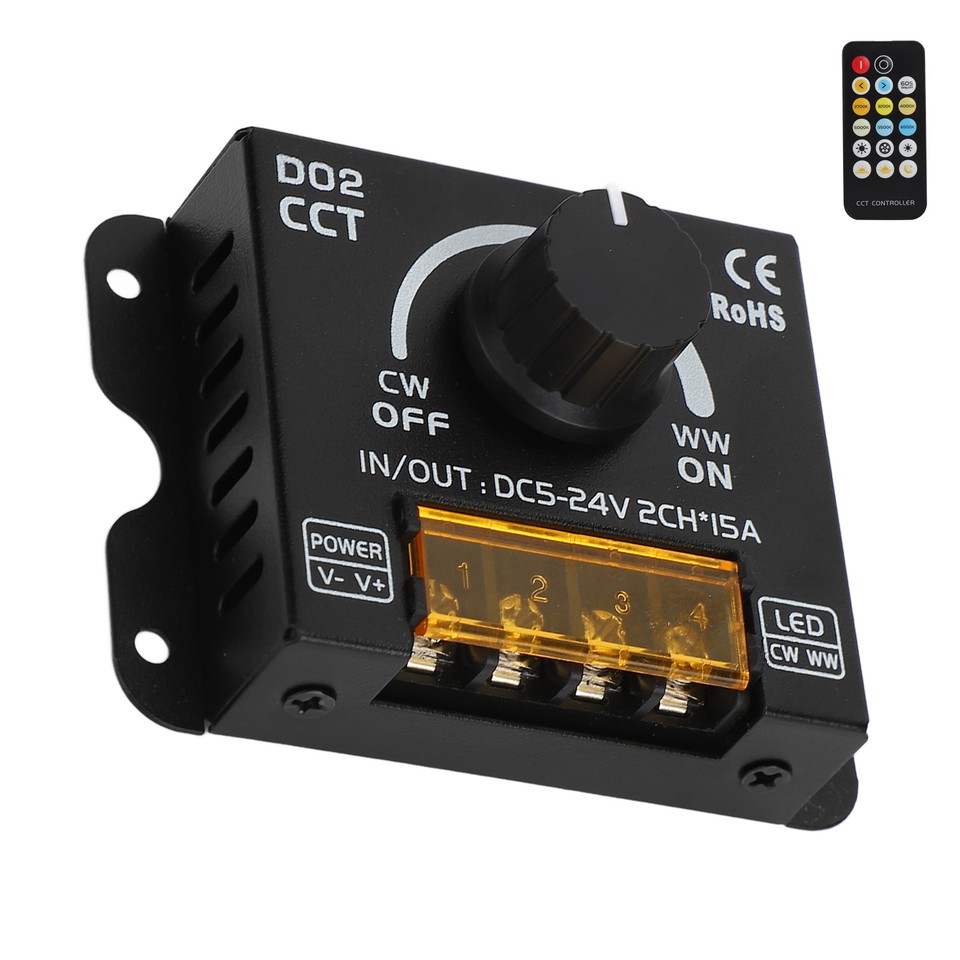 LED Dimmer 2 Channel LED Strip Light Dimmer Remote Control DC 5V-24V ...