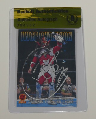 JUSHIN THUNDER LIGER SIGNED AUTO'D 2000 BANDAI CARD #58 BAS COA NJPW ...
