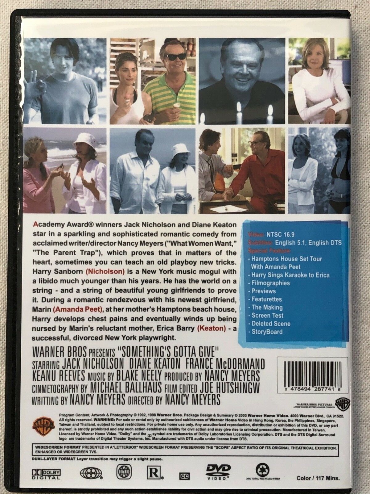 Something's Gotta Give (2003) DVD Jack Nicholson Diane Keaton Keanu ...