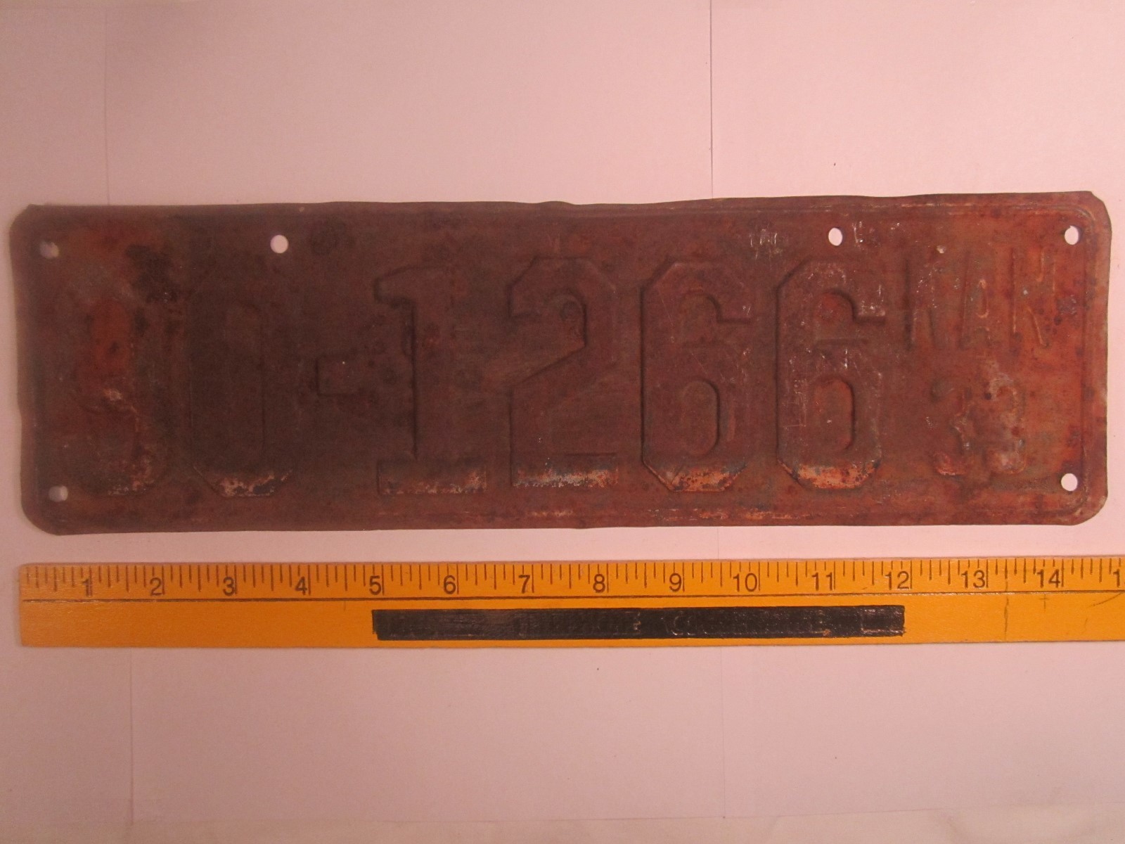 LICENSE PLATE Car Tag 1933 KANSAS 90-1266 Comanche County [Z284A] | eBay