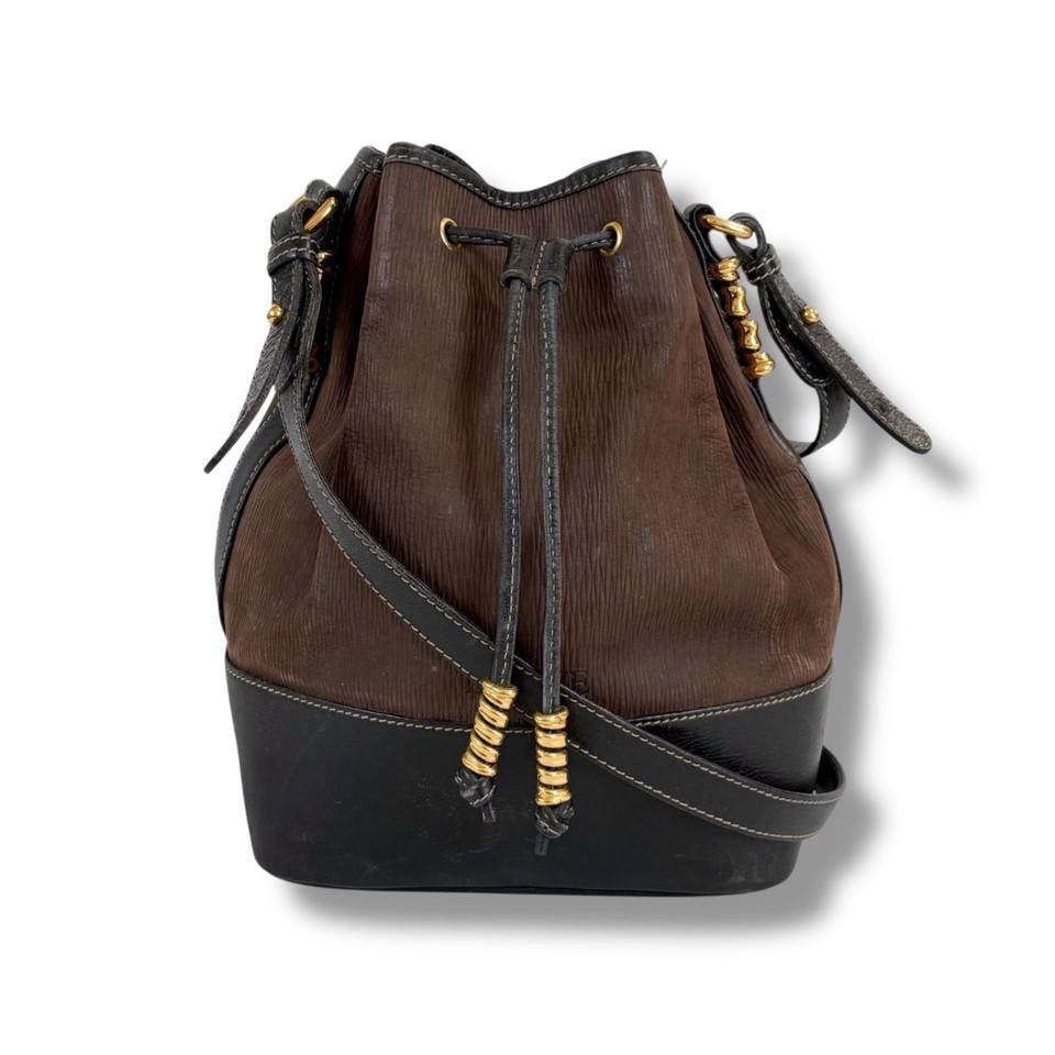 Loewe Velazquez Twist Gold Hardware Brown Leather Drawstring Shoulder ...