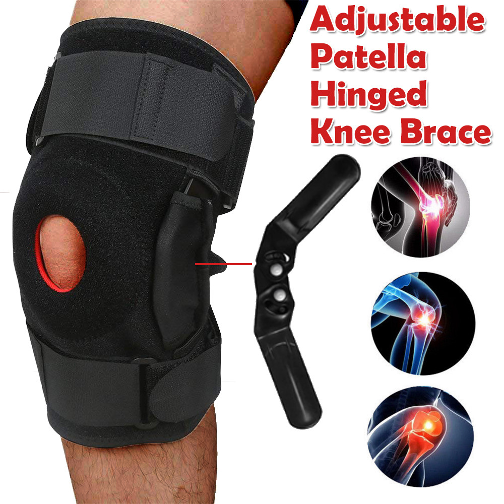 Double Hinged Knee Brace Open Patella Support Stabilizer Medical Sports ...