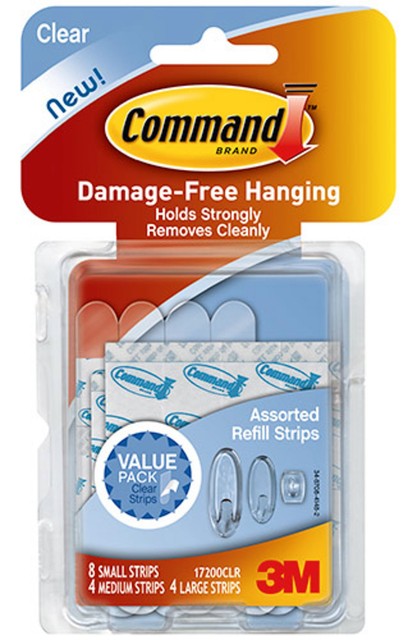 Command Clear Assorted Refill Strips 8 Small 4 Medium 4 Large 17200clr ...