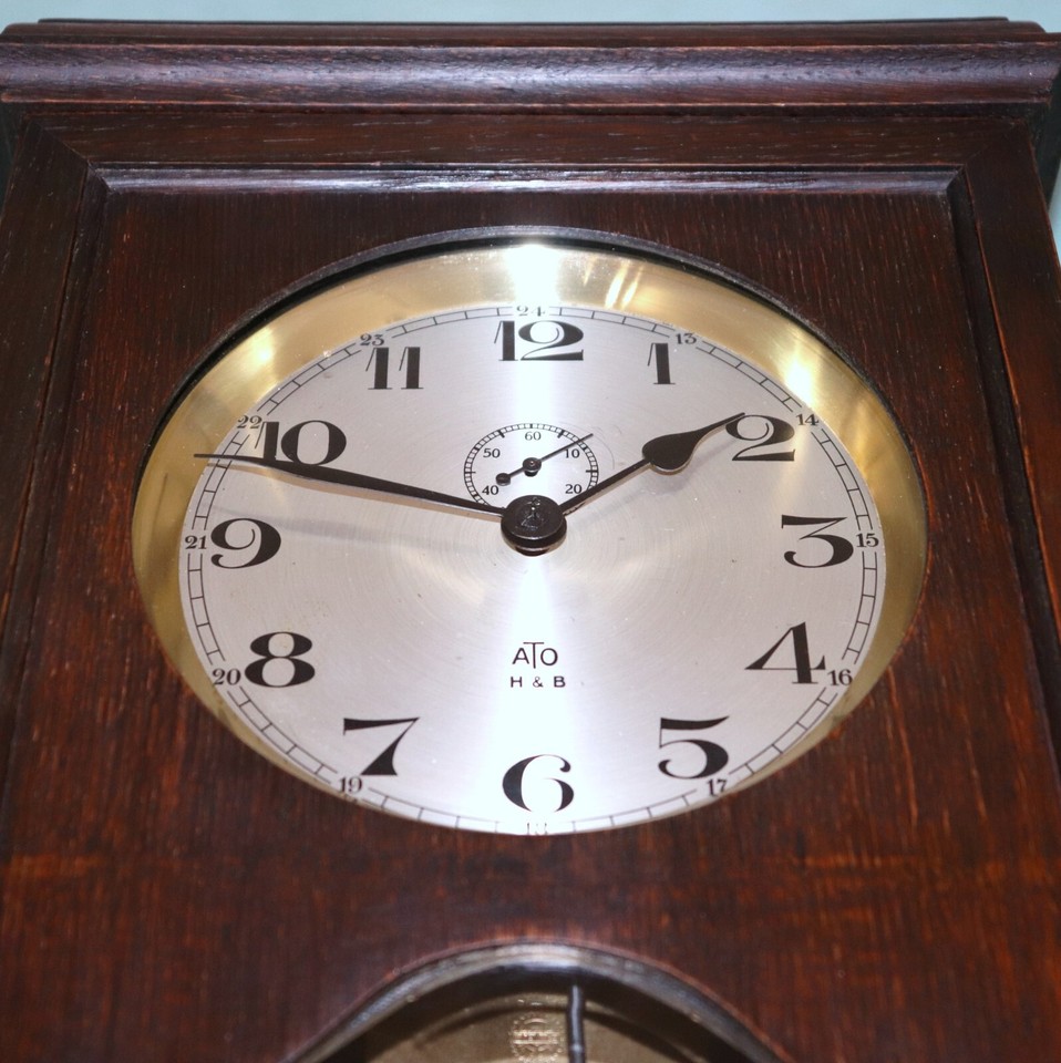 ATO HALLER & BENZING Antique Wall TOP Clock 1920s ELECTRIC! Super RARE ...