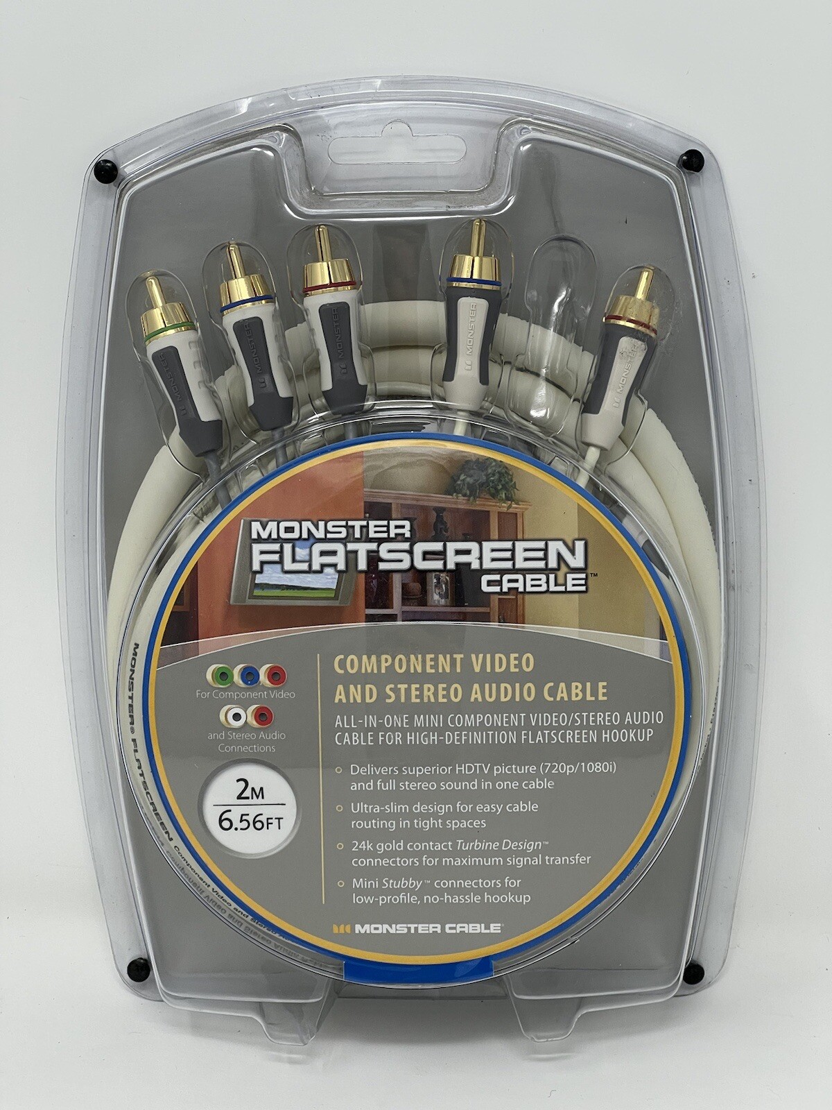 Monster Flatscreen Cable Video HDTV Component Cable, A/V Kit 6.6 Ft 2M ...
