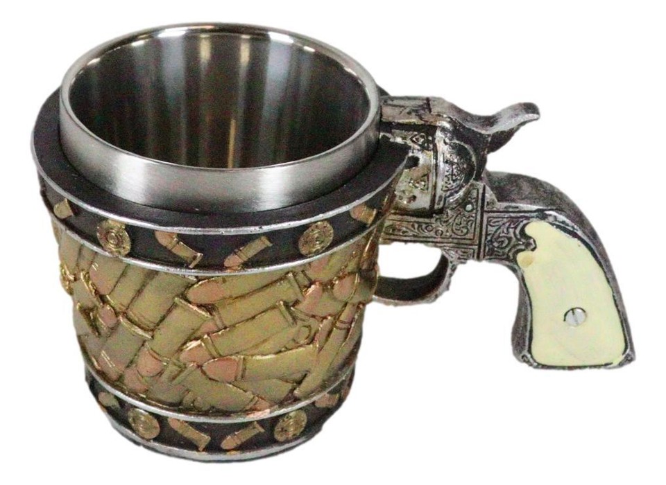 Rustic Western Sheriff Cowboy Revolver Gun Pistol Bullet Shells Coffee ...