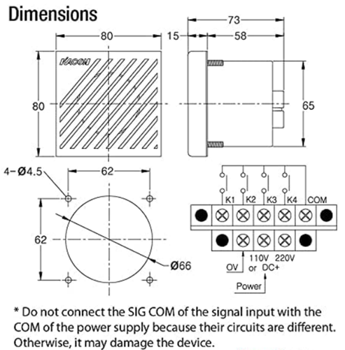 Kacon KSP-42S Buzzer 66mm Panel Hole 80mm Square Head IP56 12/24V DC ...