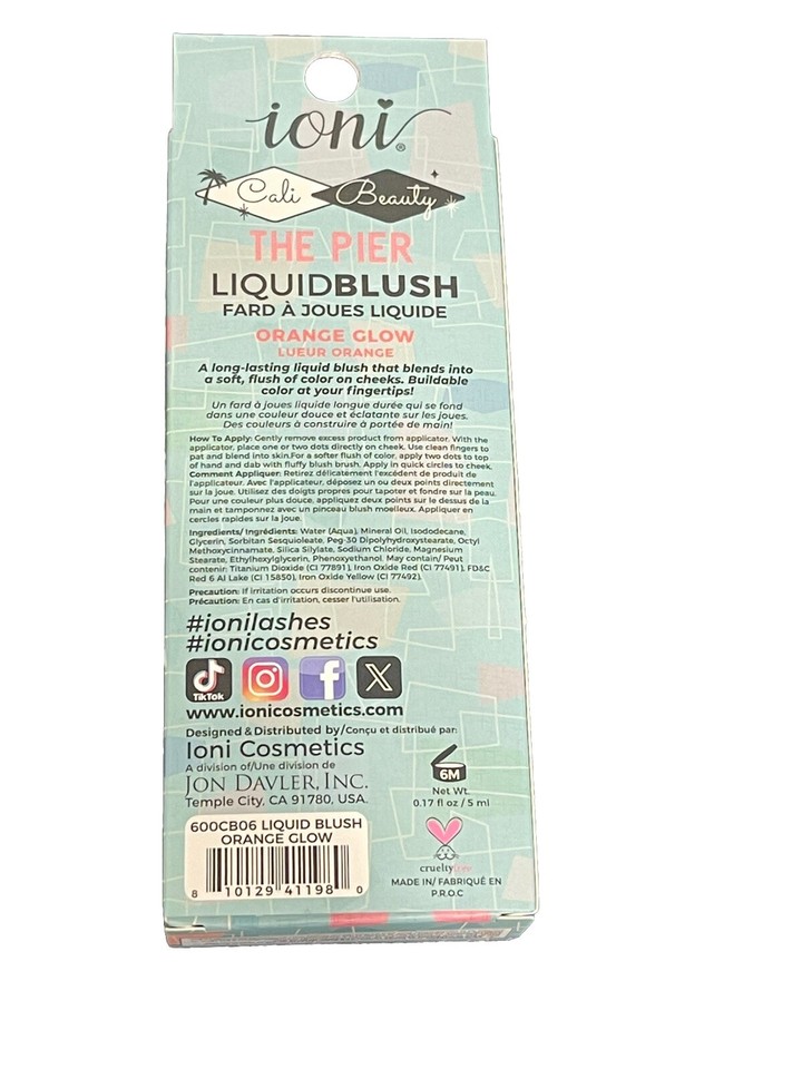 IONI “Cali Beauty” Hydrating Buildable Liquid Blush (Orange Glow) - NIB ...