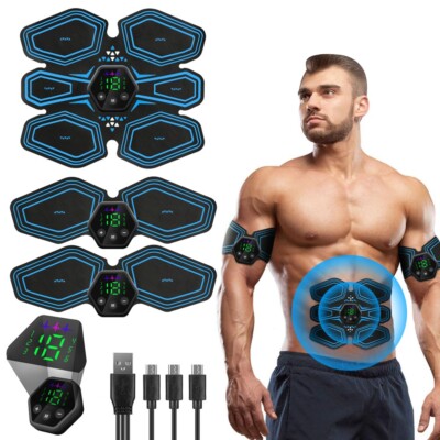 Rechargeable EMS Abdominal Muscle Toning Belt Trainer ABS Stimulator ...