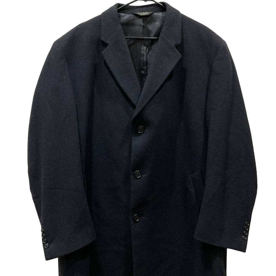 Jos A Bank Overcoat Black / Gray Wool Trench Long Heavy Top Coat Mens ...
