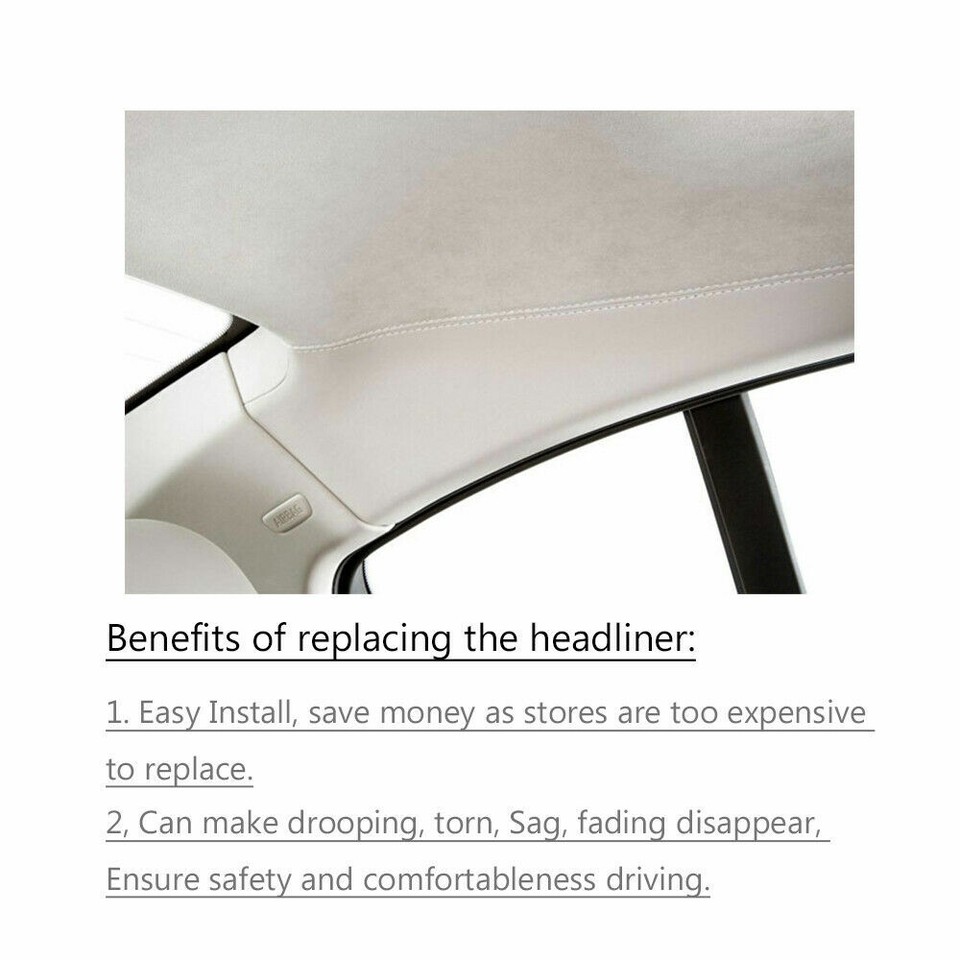 Auto Black Headliner Fabric With Foam Backing Upholstery Replacement 68 ...