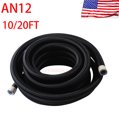 12AN 10/20ft Nylon Braided E85 PTFE Nylon Fuel Line Hose -12AN Hose kit ...