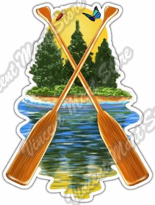 Kayak Oars Camping Camp Tent Lake Forest Car Bumper Vinyl Sticker Decal ...