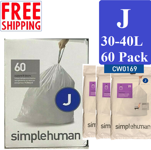 Simplehuman Size J Bin Liners CW0259 Simple Human Bags 30 45 Litre 60 ...