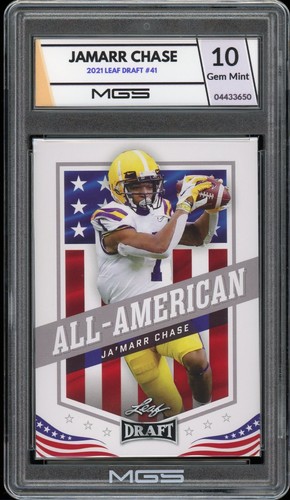 2021 Leaf Draft #41 Ja'Marr Chase MGS GRADED 10 Gem Mint Rookie Card RC ...