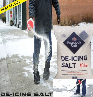 10KG White Rock Salt De-icing Winters Snow Ice Clear Road Driveways ...