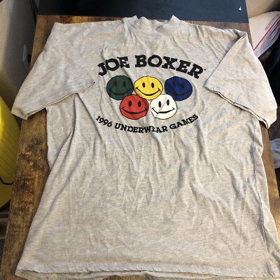 Joe Boxer T Shirt One Size Smiley Gray Lounge Soft 1996 Graphic | eBay