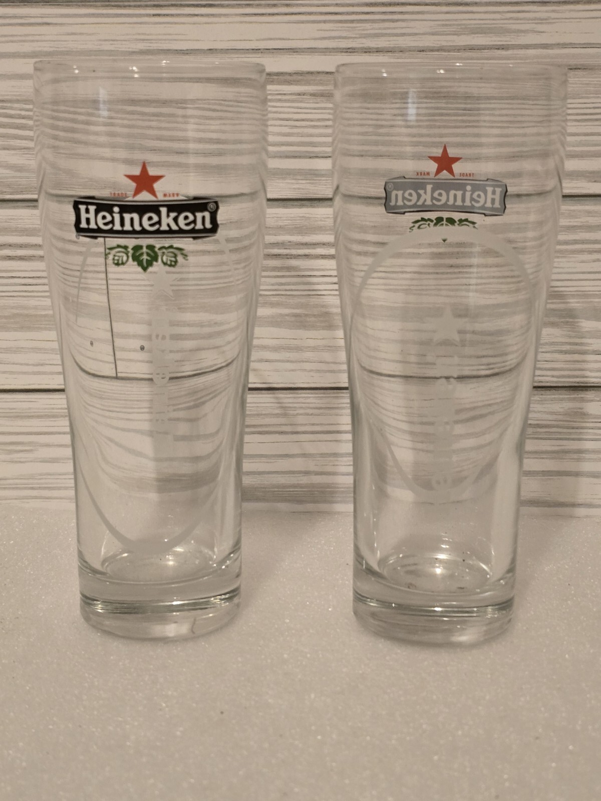 Heineken Red Star Beer Glasses Set Of 2 Clear Tall | eBay