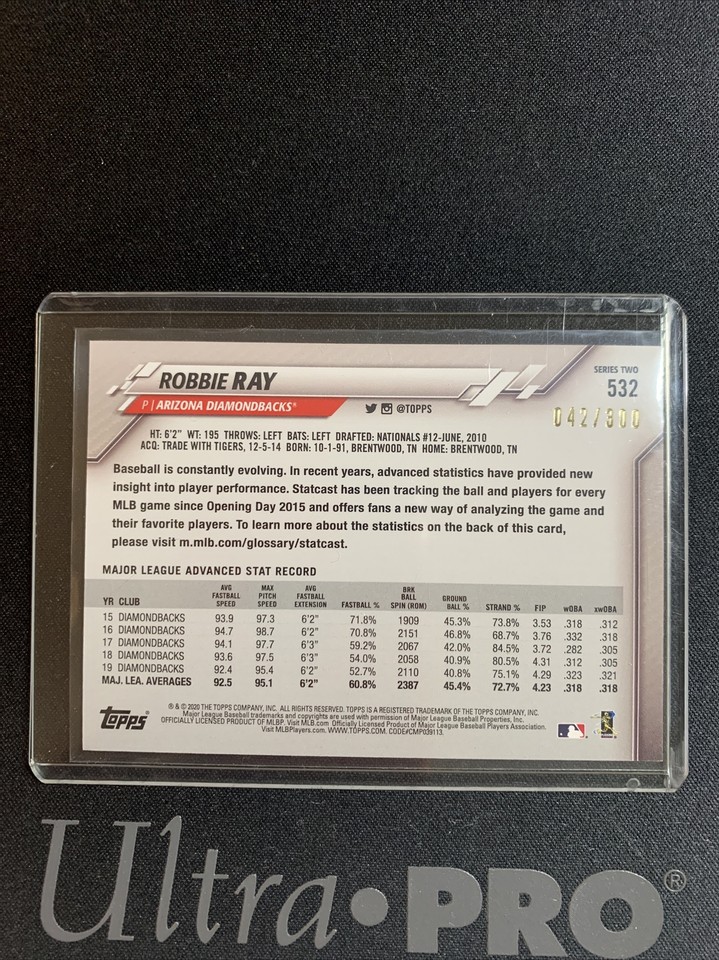 2020 Topps Series 2 Robbie Ray Advanced Stats #532 /300 | eBay