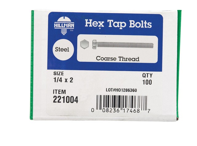 Hillman 221004 Hex Tap Bolt 1/4x2 Bx100 for sale online | eBay