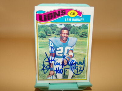 LEM BARNEY SIGNED 77 TOPPS FOOTBALL CARD HOF92 LIONS | eBay