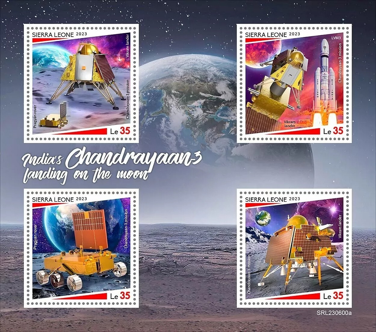 CHANDRAYAAN-3 India ISRO Moon Lunar Mission Space Stamp Sheet 2023 ...