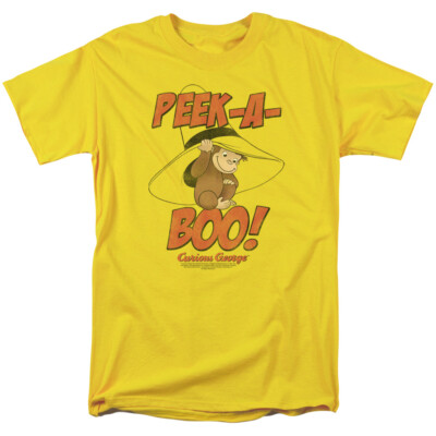 Curious George Peek A Boo T Shirt Mens Licensed Cartoon Merchandise ...