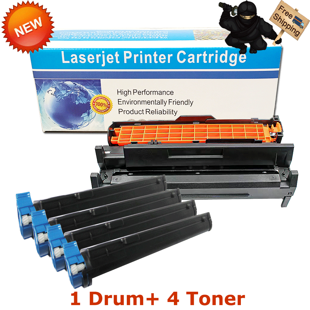 Drum Unit & 4 x Toner Cartridge for OKI Data 43501901 43502301 B4400 ...