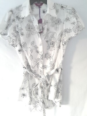 NEW LOOK INSPIRE COTTON WHITE/BLACK SHIRT. Size 20. | eBay UK