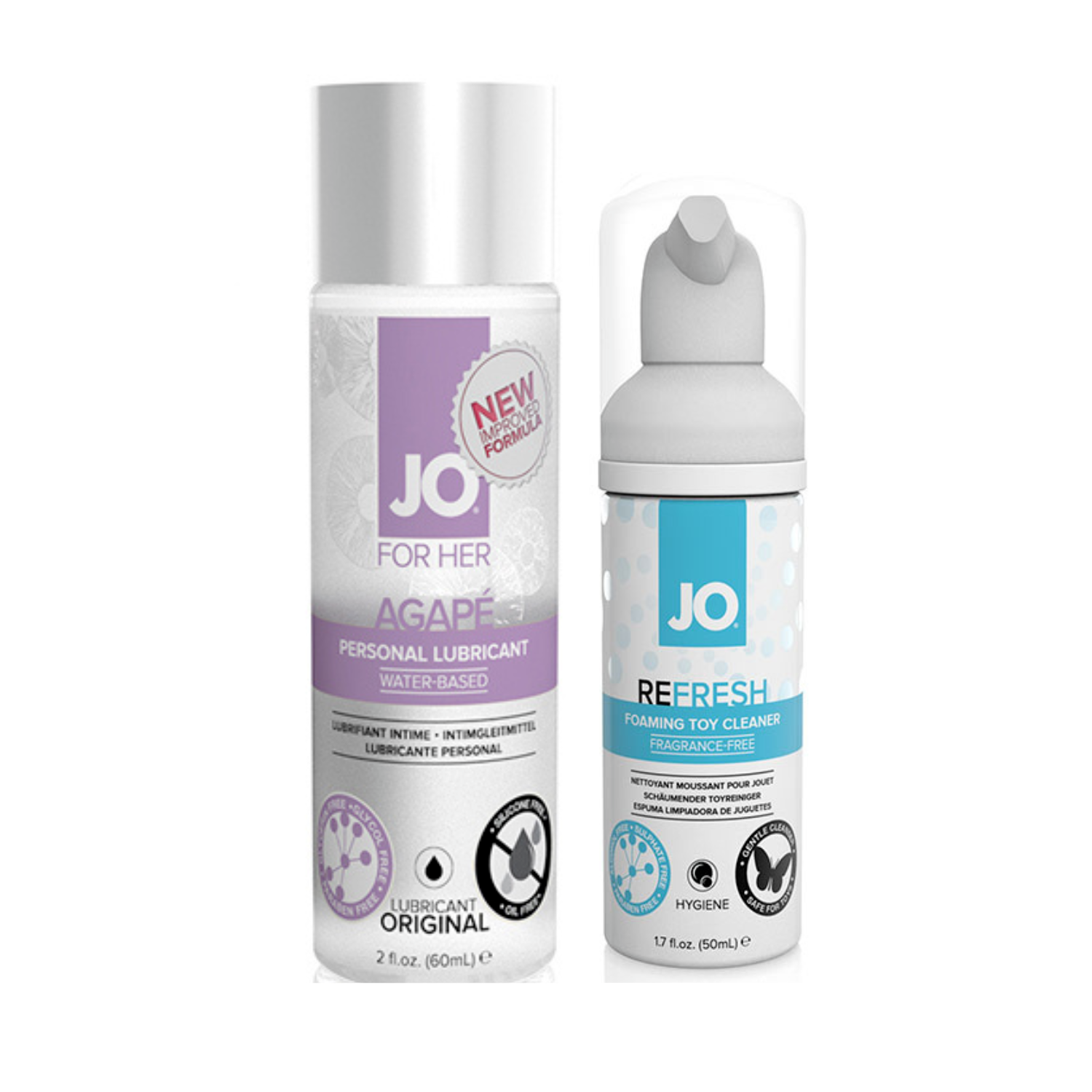 JO For Her Agape Original Lubricant 2oz + Refresh Foaming Toy Cleaner 1 ...