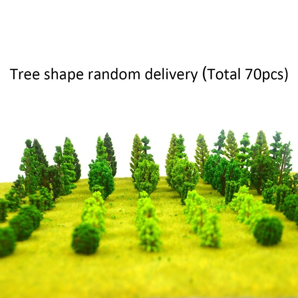 70pcs Mini Model Trees Train Scenery Mixed Miniature Artificial Green ...